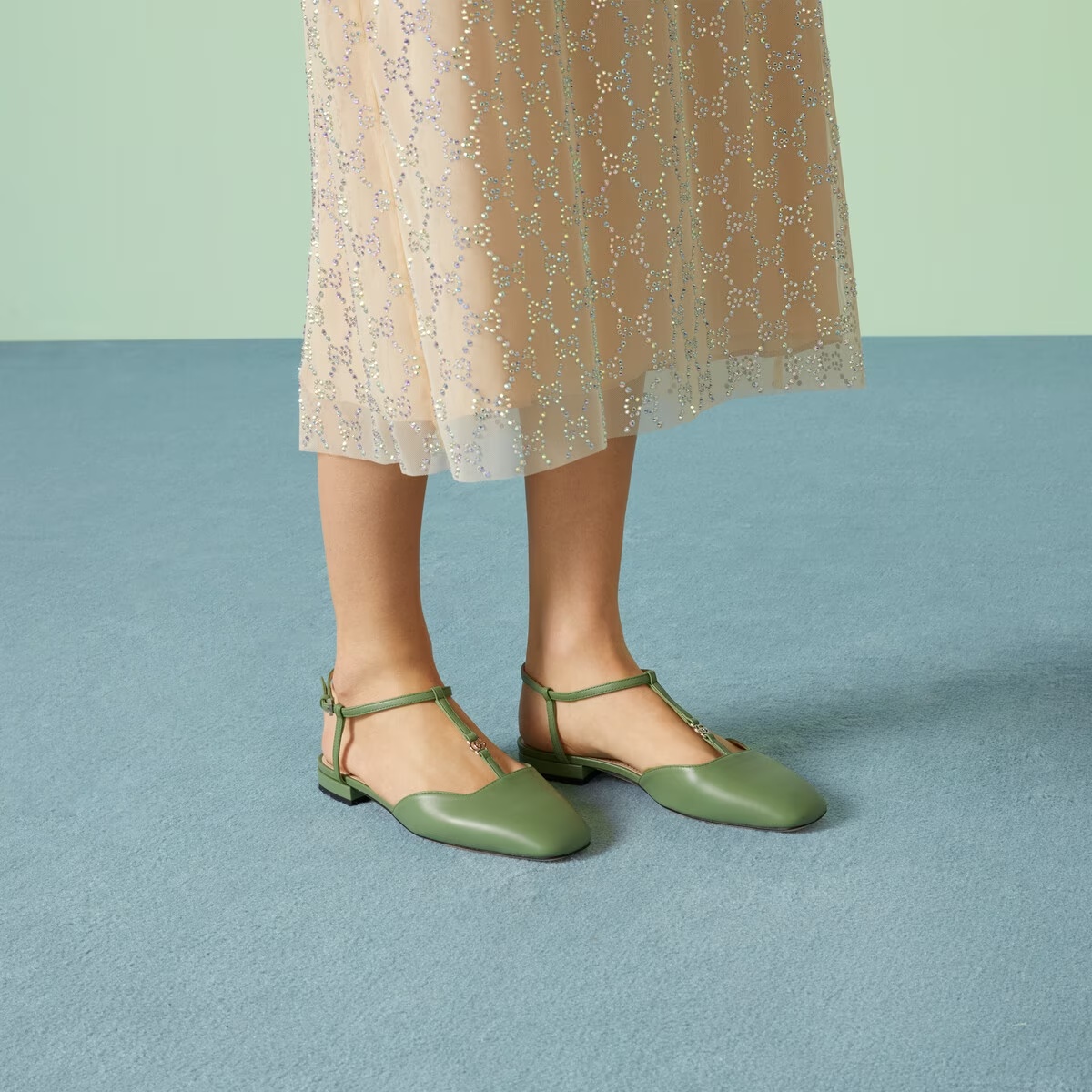 GUCCI Gucci Double G Square-Toe Ballerinas